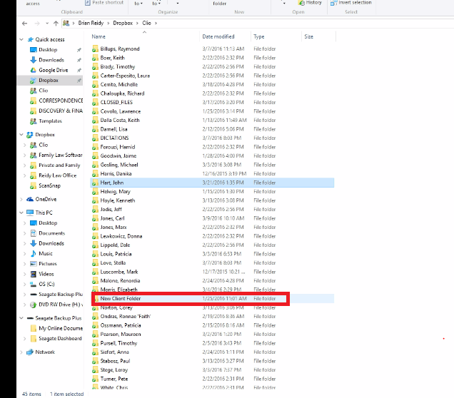 New Client Folder within Dropbox Clio Folder | Process Street